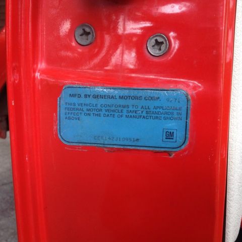 Red fleet side 350 4 bbl am/fm original window sticker - Classic ...